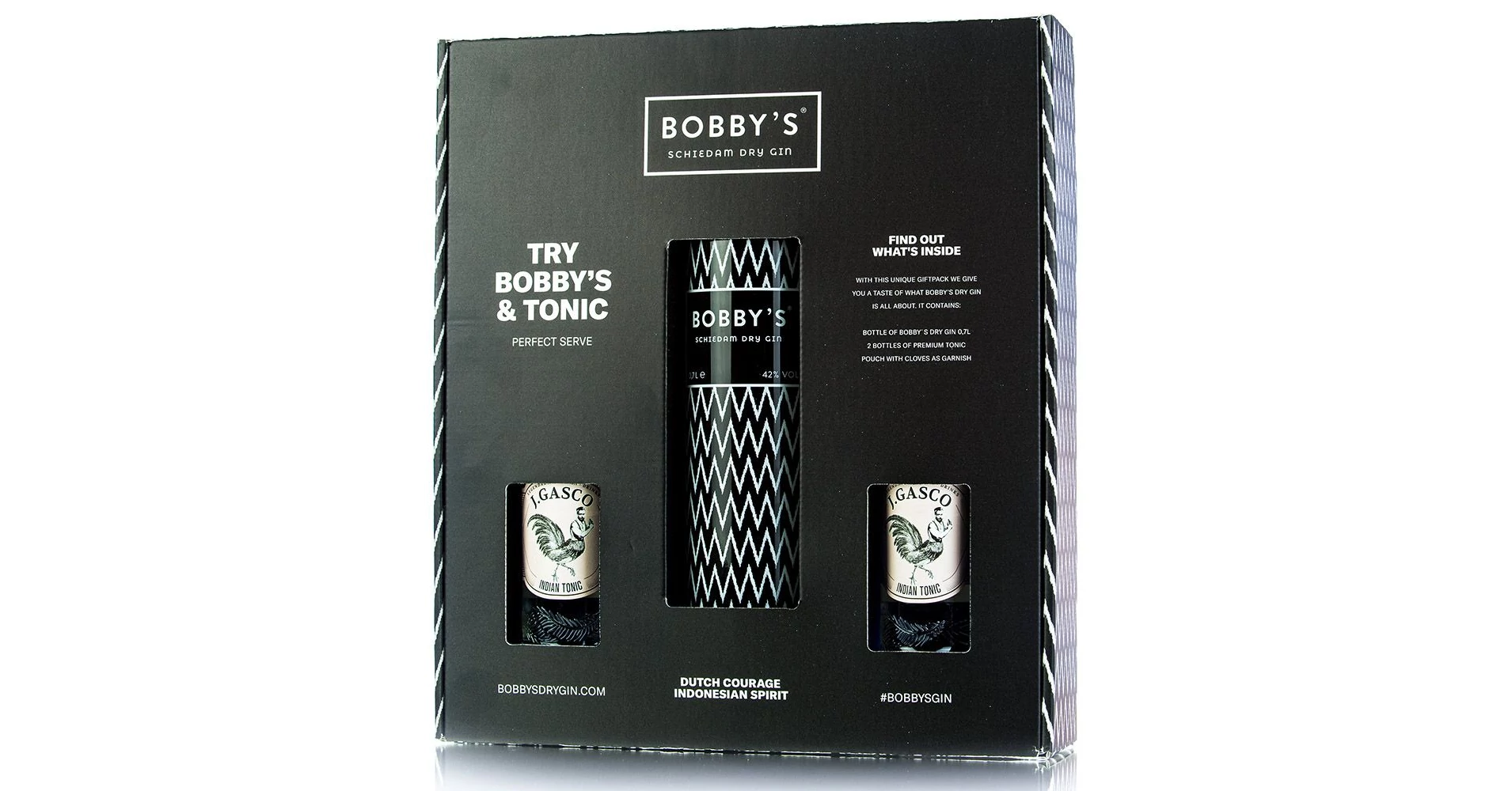 Bobby's gin ajándékcsomag DRS (0,7L / 42% +2 db J.Gasco Indian Tonic 0 ...
